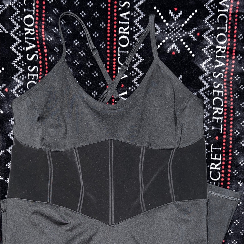 Victoria's Secret Black Velvet Flared Leg Bodysuit - Gem